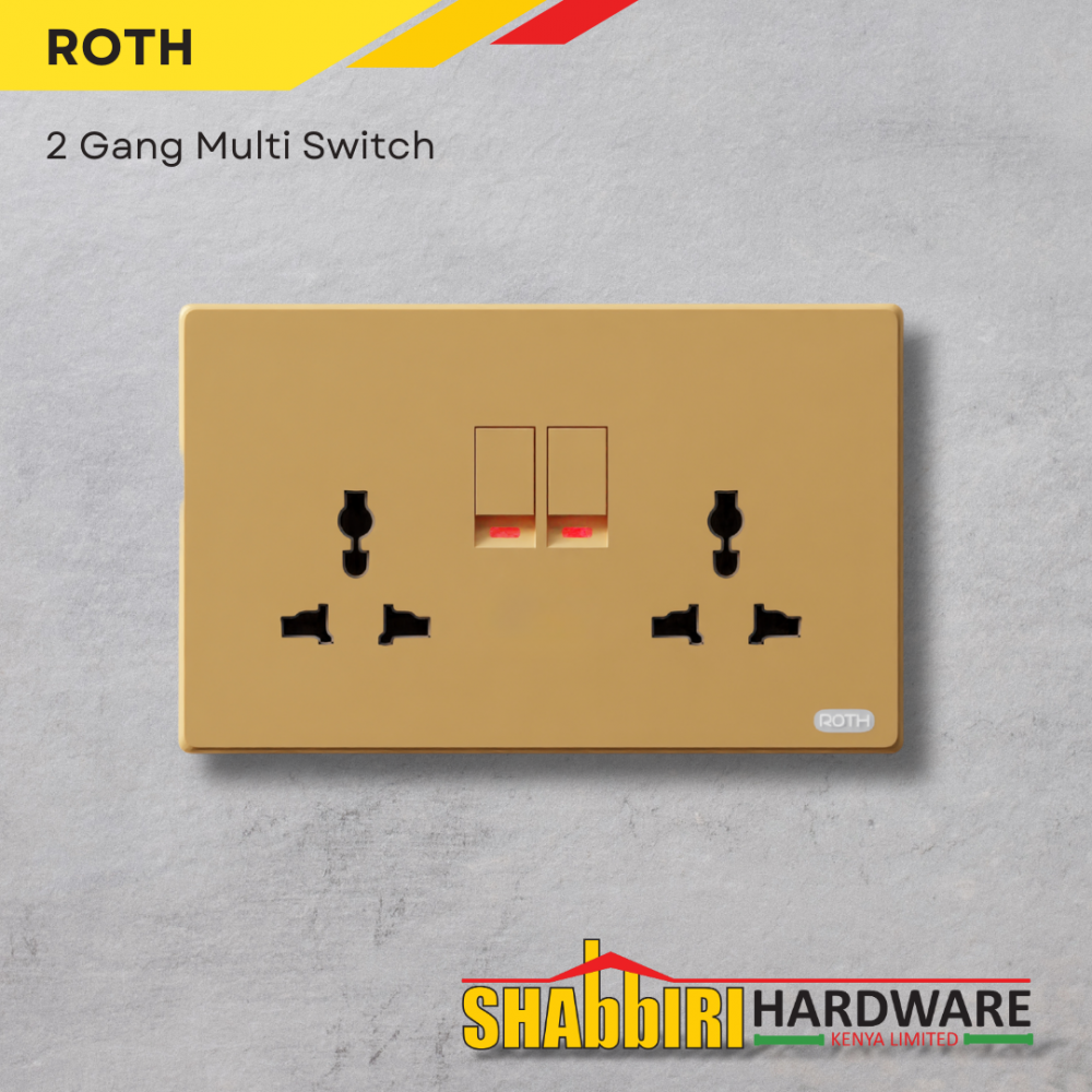 Modern Twin Socket Gold Finish – 2-Gang | Shabbiri Hardware