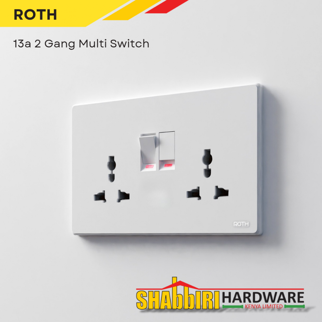 Modern Twin Socket – White Finish | Shabbiri Hardware Kenya