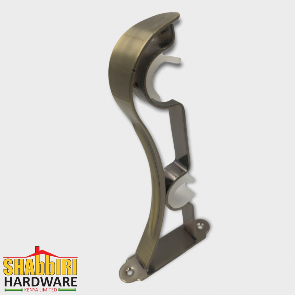 Curtain Rod Bracket Double with Plastic Holder – Antique Brass Finish ...