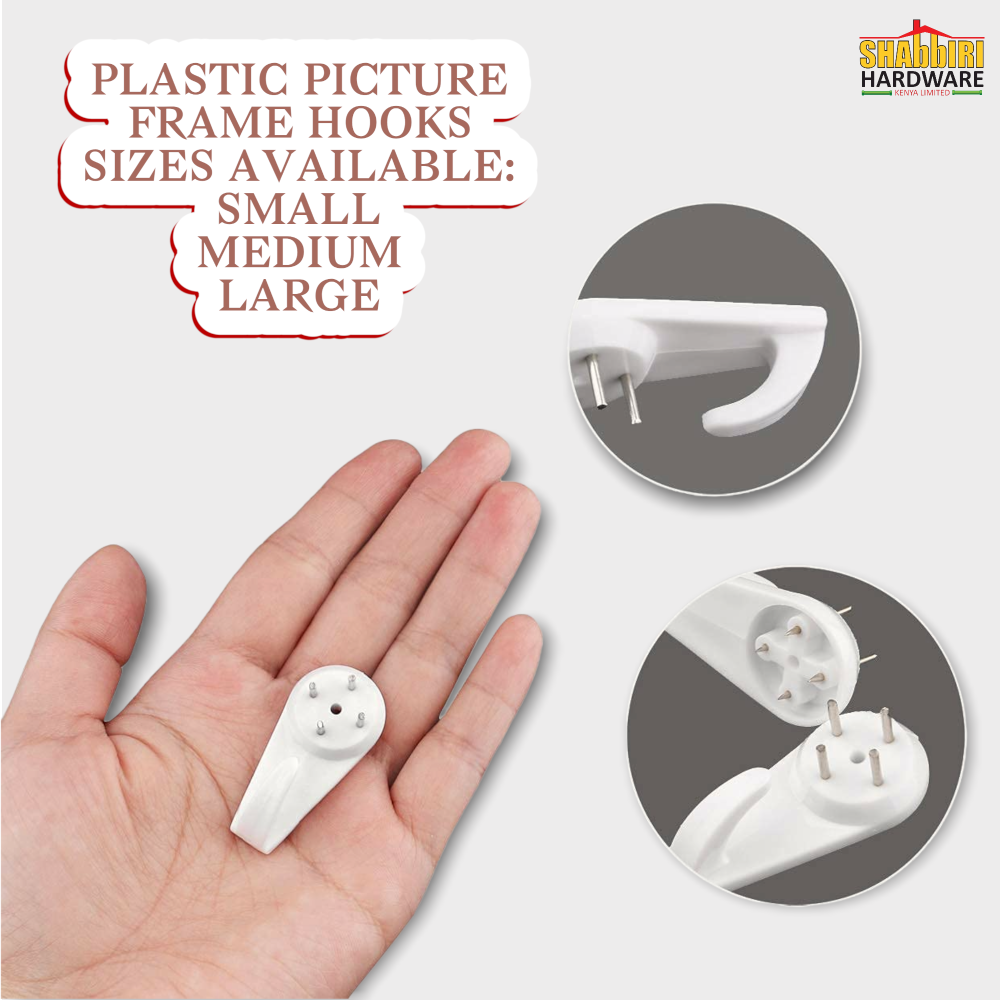 Plastic Picture Frame Hooks Small – Wall Mounting | Shabbiri Hardware