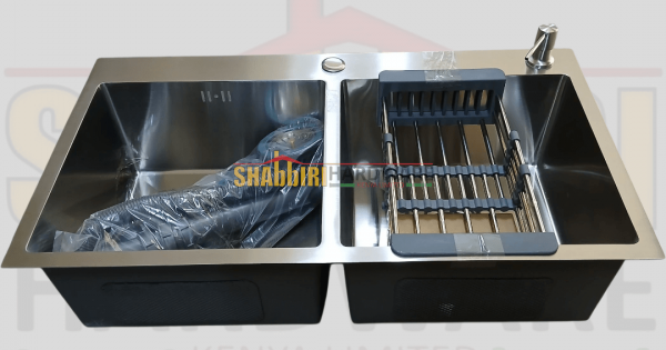 Double Bowl Kitchen Sink Silver – Chrome Finish | Shabbiri Hardware Kenya