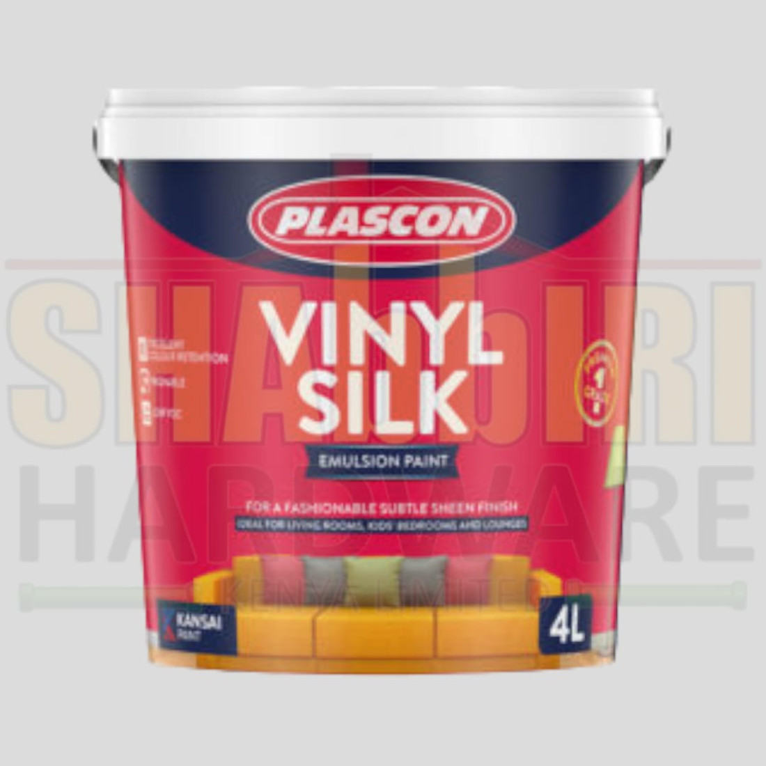 Plascon Vinyl Silk Paint 4LTR – Satin Finish | Shabbiri Hardware