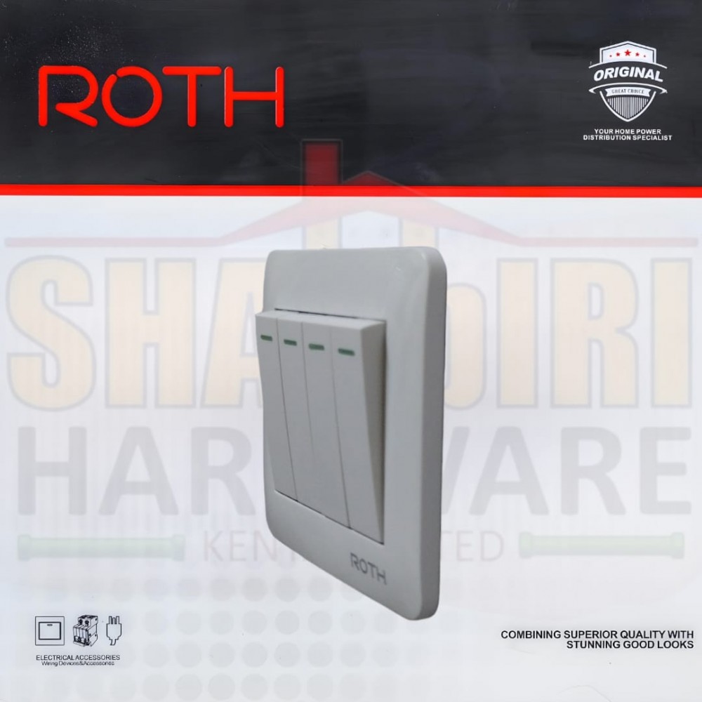 4 Gang 1 Way Switch ROTH in Kenya | Shabbiri Hardware